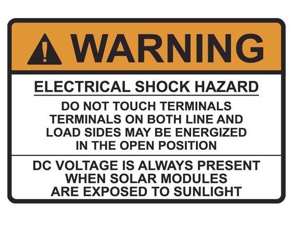 690.17 Switch or Circuit Breaker PV Warning Vinyl Label 596-00496 ...